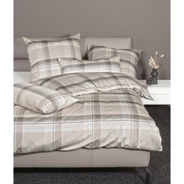 Bettw&auml;sche Janine "Mako-Satin45103 08", beige (naturell), B/L: 155cm x 220cm, 1 Stk., 1 Stk., Mako-Satin, B/L: 80cm x 80cm, Mako-Satin, Obermaterial: 100% Baumwolle, Bettw&auml;sche, Bettw&auml;sche, mit Reissverschluss