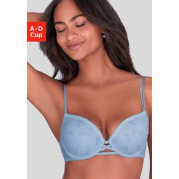 Vivance Damen Push-up-BH "Thea", Gr. 75hellblau, Netz, Obermaterial: 56% Polyester, 38% Polyamid, 6% Elasthan, BHs, mit Blumen aus feiner