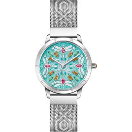 Quarzuhr Thomas Sabo "KALEIDOSKOP LIBELLE", silber (silberfarben), Armbanduhren, Damen, Quarzuhr, Damenuhr, Armbanduhr, Schmucksteine, Libellen, Edelstahl