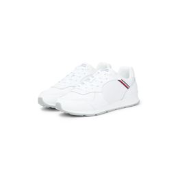 Sneaker Tommy Hilfiger "MAXLITE 1A", Damen, Gr. 45, wei&szlig;, Leder, Schuhe Sneaker, Freizeitschuh, Halbschuh, Schn&uuml;rschuh, Streifen in Tommy Farben