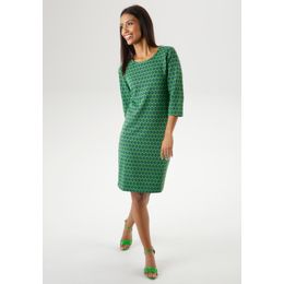 Jerseykleid Aniston SELECTED, Damen, Gr. 48, N-Gr, bunt (apfelgr&uuml;n, royalblau, schwarz), Jersey, Obermaterial: 65% Polyester, 30% Viskose, 5% Elasthan, Jacquardmuster, gemustert, figurumspielend kniefrei, Rundhals, Kleider Jerseykleid, mit trendy Retromuster, Topseller
