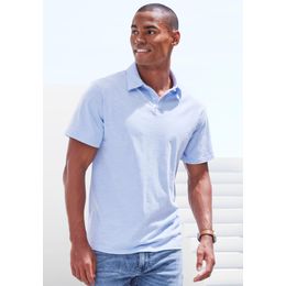 Poloshirt John Devin "mit Slub-Garn Struktur", Herren, Gr. S (44/46), blau (hellblau), Jersey, Obermaterial: 100% Baumwolle, meliert, bequem normal, Rundhals, abgesteppte Kante, Shirts, aus leichter, strukturierter Baumwollqualit&auml;t