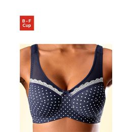 Entlastungs-BH Nuance, Damen, Gr. 105, Cup F, blau (marine, wei&szlig;), Microtouch, Obermaterial: 90% Polyamid, 10% Elasthan, BHs BH Entlastungs-BH B&uuml;gelloser-BH, ohne B&uuml;gel in s&uuml;&szlig;er P&uuml;nktchenoptik