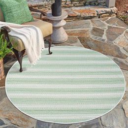 Outdoorteppich Carpet City "PALM3471", gr&uuml;n, H:5mm &Oslash;:160cm, Polypropylen, Teppiche, Outdoorteppich, Wetterfest & UV-best&auml;ndig, f&uuml;r Balkon, Terrasse, K&uuml;che, flach gewebt