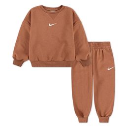 Nike Sportswear M&auml;dchen Jogginganzug "NKN ESSENTIAL FLEECE CREW SET"mineral clay, Gr. 92, Obermaterial: 60% Baumwolle, 40% Polyester, Sportanz&uuml;ge,