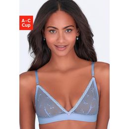 Bralette-BH Vivance "Thea", Damen, Gr. 70, Cup A, hellblau, Mesh, Obermaterial: 81% Polyamid, 12% Elasthan, 7% Polyester, BHs, ohne B&uuml;gel mit transparentem Mesh mit feiner Bl&uuml;tenstickerei