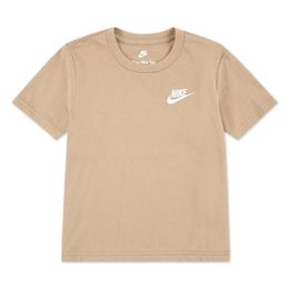 T-Shirt Nike Sportswear "NKN NSW EMBROID FUTURA TEE", M&auml;dchen, Gr. 116 (6), hemp, Jersey, Obermaterial: 60% Baumwolle, 40% Polyester, normal, Rundhals, Shirts T-Shirt, f&uuml;r Kinder, sportlicher Stil, Rundhalsausschnitt