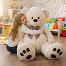 Monzana Pl&uuml;schtier Teddyb&auml;r Beige 100cm inkl Herzkissen