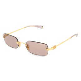 Miu Miu 0MU B50S | Damen-Sonnenbrille | Fassung: Randlos, Eckig, Metall, Gold | Glasfarbe: Braun