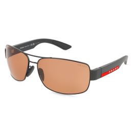 Prada Linea Rossa Sunglasses Prada Linea Rossa 0PS B52S | Herren-Sonnenbrille | Fassung: Vollrand, Quadratisch, Metall, Schwarz Matt | Glasfarbe: Braun