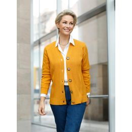 WITT Damen Strickjacke mit Ripp-Muster, ocker, Gr&ouml;&szlig;e 38