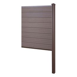 MCW WPC-Sichtschutz Savoie, Zaun Windschutz, WPC-Pfosten zum Einbetonieren ~ Erweiterungselement schmal, 98cm braun