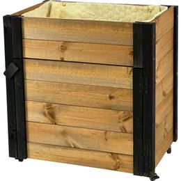 Dobar Rollbarer Gartenschrank mit Pflanzkasten inkl. Schafswolle, Gr. M - Braun/Schwarz