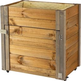 Dobar Rollbarer Gartenschrank mit Pflanzkasten inkl. Schafswolle, Gr. M - Braun/Grau