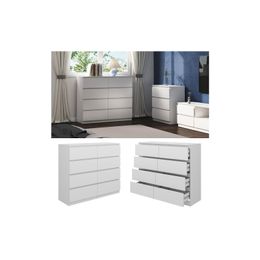 VICCO Kommode Calisto Wei&szlig; 120 x 101,5 cm mit 8 Schubf&auml;cher Sideboard Schrank