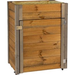 Dobar Rollbarer Gartenschrank mit Pflanzkasten inkl. Schafswolle, Gr. L - Braun/Grau