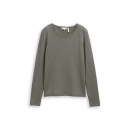 Tom Tailor Damen Basic Strickpullover mit Rundhalsausschnitt, gr&uuml;n, Uni, Gr. M