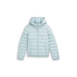 Tom Tailor Denim Damen Lightweight Steppjacke mit Kapuze, blau, Uni, Gr. XXL