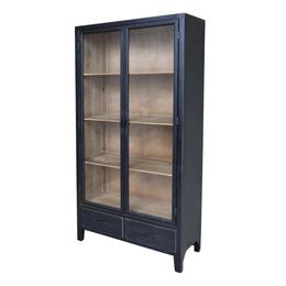Chic Antique Vitrinenschrank mit Glast&uuml;ren und Regalb&ouml;den aus Holz skandinavische Deko Online Shop