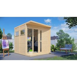 Gartenhaus BERTILO "Concept Office, in verschiedenen Farben", beige (natural), Fu&szlig;boden im Gartenhaus, ohne Dacheindeckung, Massivholz, Gartenh&auml;user, Gartenhaus, mit elegantem Rhombus-Profil in einfacher Elementbauweise