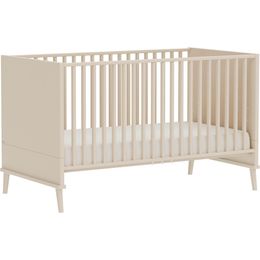 Babybett Paidi, B:147cm H:88cm T:76cmcashmere, beige, Massivholz, Spanplatte, Babybetten, "EEFJE 70x140cm in Beige, umbaubares Kinderbett mit