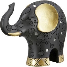 Tierfigur Gilde "Elefant Ajok", schwarz, B:7cm H:20cm T:23cm, Kunstharz, Dekofiguren
