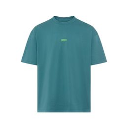 T-Shirt HUGO BLUE "Nalono", Jungen, Gr. L, turquoise, aqua449, Single Jersey, Obermaterial: 100% Baumwolle, Rundhals, eingesetzt normaler Saum, Shirts T-Shirt, mit Logodruck, Oversized Look mit Backprint