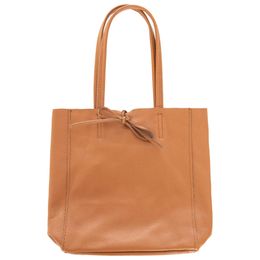 Tragetasche Zwillingsherz "Ledershopper "Small"", Damen, cognac, Leder, unifarben, Taschen, mit Schulterhenkel und Bindeband