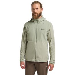 Kapuzenfleecejacke Jack Wolfskin "PRELIGHT TRAIL HOODY M", Herren, Gr. S (48), gr&uuml;n (mint, leaf), Oberstoff: 84% POLYESTER, 16% ELASTHAN; Kontrastmaterial 1: 100% POLYESTER ; Futter 1:00% POLYESTER, Jacken