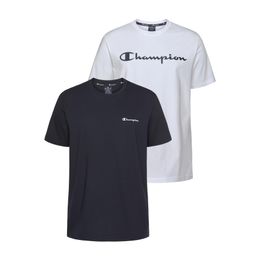 T-Shirt Champion, Herren, Gr. S, blau (marine, wei&szlig;), Obermaterial: 100% Baumwolle, Basic h&uuml;ftlang, Rundhals, Shirts T-Shirt