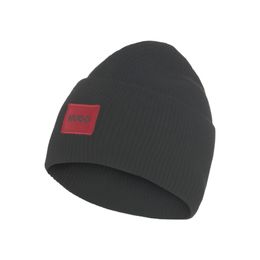 Beanie Hugo "Xaff 6", Damen, schwarz, Strick, Wollmischung, unifarben, M&uuml;tzen Beanie, mit Logobadge