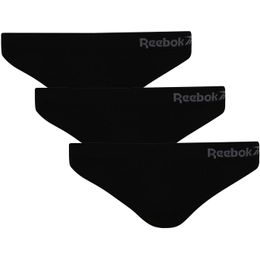 Slip Reebok "KALI", Damen, Gr. XS (34), schwarz, Obermaterial: 74% Polyamid, 26% Elasthan, bedruckt, unifarben, eng, Unterhosen Slip, ohne st&ouml;rende N&auml;hte, eng, basic, bequem, mit Logo, breiter Bund