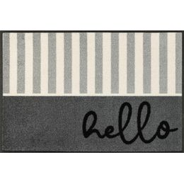 Fu&szlig;matte "Hello Stripes", grau, B:50cm H:7mm L:75cm, Polyamid, wash+dry by Kleen-Tex, Teppiche, Fu&szlig;matte