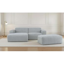 Ecksofa Inosign "Koa,228cm, L-Form, Modulsofa, Webstoff, Cord, Struktur, Chenille", light grau, B:228cm H:88cm T:159cm, 100% Polyester, Sofas, Ecksofa, Designsofa, Set, Hocker inklusive, weicher Lounge-Sitzkomfort