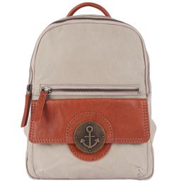 Cityrucksack Harbour 2nd "Azalea", Damen, Gr. B/H/T: 21cm x 25cm x 11cm, khaki, cognac, Lederimitat, Textil, Rucks&auml;cke Cityrucksack, Damen Businessrucksack mit verstellbaren Tragegurten und Tragegriff