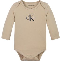 Langarmbody Calvin Klein Jeans "MONOGRAM LS BODY", Jungen, Gr. 86, N-Gr, ancient marble, Jersey, Obermaterial: 93% Baumwolle, 7% Elasthan, unifarben, regular fit, Rundhals, eingesetzt abgesteppte Kante, Bodys, f&uuml;r Babys bis 2 Jahre
