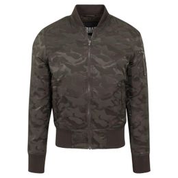 Bomberjacke Urban Classics "Urban Classics Herren Tonal Camo Bomber Jacket", Damen, Gr. L, schwarzolive, 68% Polyamid, 32% Polyester, mehrfarbig, normal, Rundhals, Jacken Bomberjacke