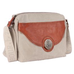 Harbour 2nd Damen Handtasche "Jola"khaki, cognac, Canvas, Leder, Taschen, Damen Umh&auml;ngetasche, Schultertasch, Kontrastbesatz und Schmuckelement