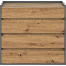 Kommode Inosign "Kosmo", grau (anthrazit, eiche), B:80cm H:80cm T:35cm, Spanplatte, Sideboards, Kommode, 4 Schubladen mit Vollauszug