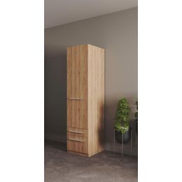 Kleiderschrank Priess "Schrank Garderobe W&auml;scheschrank Barcelona in 5 Breiten", braun (eichefarben artisan), B:48cm H:193cm T:54cm, Holzwerkstoff, Schr&auml;nke, Kleiderschrank, viel Stauraum, ger&auml;umige Schubk&auml;sten, mit Spiegel, MADE IN GERMANY