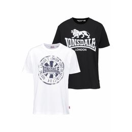 T-Shirt Lonsdale "DILDAWN", Herren, Gr. 3XL (64/66), schwarz-wei&szlig; (schwarz, wei&szlig;), Single Jersey, Obermaterial: 100% Baumwolle, unifarben, schmal h&uuml;ftlang, Rundhals, Shirts T-Shirt, Doppelpack