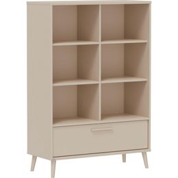 Standregal Paidi, B:95cm H:139cm T:41cmcashmere, beige, Spanplatte, Wohnzimmer, Regale, "in Beige mit Schublade, offenen F&auml;chern, verschiedene