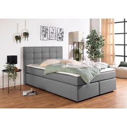 Boxbett Home Affaire "Ovalo", grau, B:154cm L:210cm, Komplettbetten, Boxspringbett, wahlweise mit Bettkasten, in H2, H3 & H4 erh&auml;ltilich, Topseller