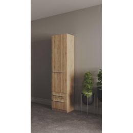 Kleiderschrank Priess "Schrank Garderobe W&auml;scheschrank Barcelona in 5 Breiten", braun (eichefarben artisan), B:48cm H:193cm T:36cm, Holzwerkstoff, Schr&auml;nke, Kleiderschrank, viel Stauraum, ger&auml;umige Schubk&auml;sten, mit Spiegel, MADE IN GERMANY