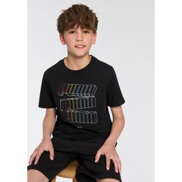 T-Shirt Puma "ESS LOGO LAB HOG TEE B", Jungen, Gr. 152, schwarz (Puma schwarz), Jersey, Obermaterial: 100% Baumwolle, unifarben, regular fit normal, Rundhals, Shirts T-Shirt, Kurzarm, sportlicher Stil, Rundhalsausschnitt, Puffprint Grafik