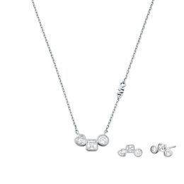 Ohrring und Ketten Set Michael Kors "Mulitpack Schmuck Silber 925 PREMIUM", silber (silberfarben, kristallwei&szlig;, kristallwei&szlig;), Schmuck_Sets, Damen, Silber 925 (Sterlingsilber), mit Zirkonia (synth.)