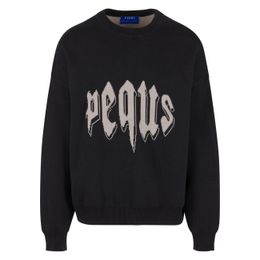 Rundhalspullover PEQUS "PEQUS PEQUS Mythic Knit Sweater", Damen, Gr. M, schwarz, 100% Baumwolle, mehrfarbig, oversize, Rundhals, Pullover Rundhalspullover