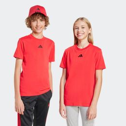 T-Shirt adidas Sportswear "J SL TEE 160", Jungen, Gr. 164, rot (pure ruby, schwarz), Obermaterial: 100% Baumwolle, normal, Rundhals, Shirts T-Shirt