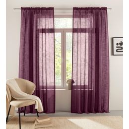 Gardine, B:140cm H:175cmmauve wine, LeGer Home by Lena Gercke, Polyester, Wohnzimmer, Gardinen, "Marusha", 1 Schal, Leinenoptik, grob gewebt,