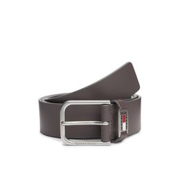 Lederg&uuml;rtel Tommy Jeans "TJM SCANTON", Herren, Gr. 90, schwarz walnut, Rindsleder, G&uuml;rtel Lederg&uuml;rtel, quadratische Schnalle, Breite 4cm